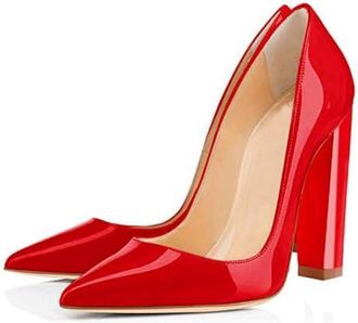 Generic Escarpins à Talons Hauts épais pour Femmes, Chaussures à Talons Hauts Sexy et élégantes Bout Pointu Classiques Enfiler Talon Bloc Bout Droit pour Mari