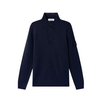 Stone Island Strickpullover mit halbem Rei&szlig;verschluss - - Knitwear - Herren - Blau - XL