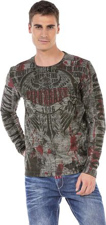 Cipo & Baxx Herren Sweatshirt CL466 Anthrazit - Stylischer Pullover im Modernen Streetwear Look mit Rundhals & Print - Bequemer Sweater f&uuml;r Alltag, Freizeit & Par