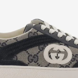 Gucci Boys Gg Fabric And Leather Sneakers Grey Trainers