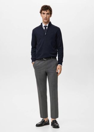 Mango Pantalon Bologna cropped slim-fit gris - Homme - 38 - MANGO MAN