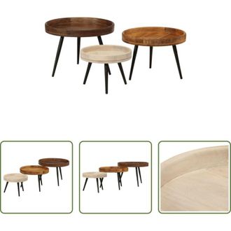 vidaXL vidaXL Mangoholz - Couchtische 3 Stk. Rund Massivholz Mango