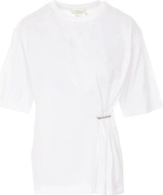 Twinset Femme, Tops, Blanc, Taille: 40 FR T-shirt ras du cou en jersey avec fente lat&eacute;rale