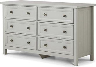 Julian Bowen Maine Kommode mit 6 Schubladen, taubengrau, 130x44x74.3 cm
