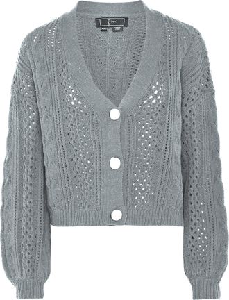 Faina Strickjacke Damen hellgrau melange