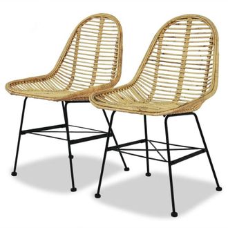 vidaXL vidaXL Chaises &agrave; manger lot de 2 rotin naturel