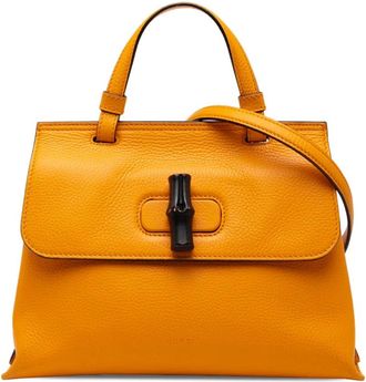 Gucci 2016-2025 kleine Bamboo Daily Satchel-Tasche aus Leder - Orange
