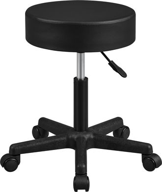 Yaheetech Rollhocker h&ouml;henverstellbar,Arbeitshocker B&uuml;rohocker 360&deg; drehbar mit Rollen,Hocker Drehhocker 10 cm Dicke Polsterung 46-61.5 cm Sitzh&ouml;he,Schwarz