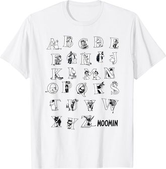 Moomin Mumin-Alphabet, Schwarz und Wei&szlig; T-Shirt