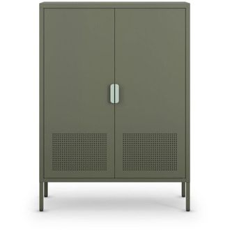 DRAWER Buffet haut 2 portes en m&eacute;tal H110cm - Vert - Adel
