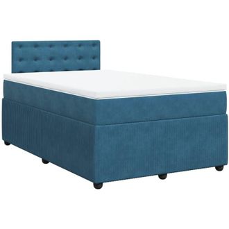 vidaXL Boxspringbett mit Matratze Blau 120x190 cm Samt Vidaxl