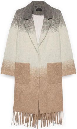 Fiorella Rubino Femme, Manteaux, Multicolore, Taille: 44 FR Manteau avec imprim&eacute; d&eacute;grad&eacute; et franges