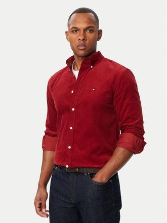 Tommy Hilfiger Hemd Solid MW0MW40486 Dunkelrot Regular Fit