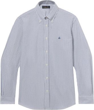 Brooks Brothers Homme, Chemises, Bleu, Taille: S Chemise Seersucker Coupe Standard &agrave; Col Boutonn&eacute;