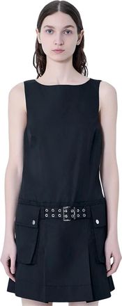 Ganni Femme, Robes, Noir, Taille: 36 FR Mini-robe ceintur&eacute;e en nylon Duchesse