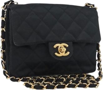 Chanel Sac bandouli&egrave;re vintage en satin doccasion - Femme - Pre-owned - Noir - Taille: ONE Size