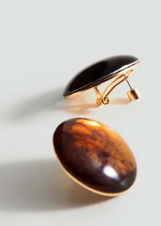 Mango Boucles doreilles rondes en r&eacute;sine marron - Femme - Taille unique - MANGO