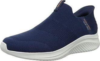 Skechers Homme Ultra Flex 3.0 Smooth Step Sneakers,Sports Shoes, Navy Knit/Trim, 42.5 EU