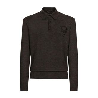 Dolce & Gabbana Lang&auml;rmeliges Kaschmir-Polohemd - - Tops - Herren - Grau - M