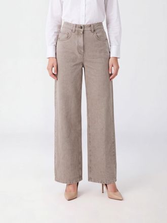 Brunello Cucinelli Jean large taille haute en denim de coton