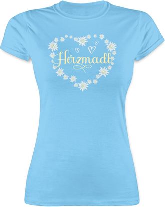 Shirtracer Shirt Damen - Kompatibel mit Oktoberfest - Herzmadl Madel MADL M&auml;del - XL - Hellblau - trachtenshirt bayrische Funshirts f&uuml;r Frauen Trachten t Shirts 