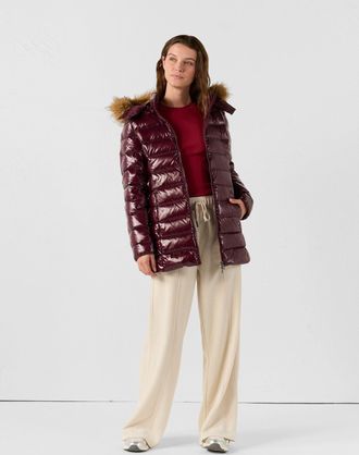 Jott Doudoune mi-longue laqu&eacute;e Grand Froid Cerise noir Perle - Taille XXL