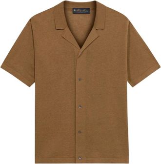 Brooks Brothers Homme, Chemises, Brun, Taille: 3XL Polo en maille coton-lin