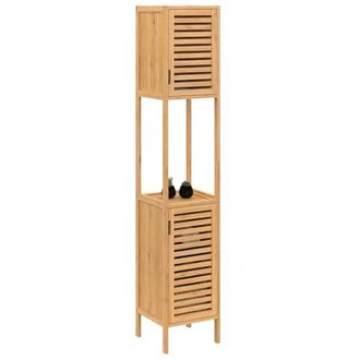 IDMarket Meuble Colonne Salle de Bain Bambou BEA 2 Portes