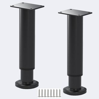 Generic Verstellbare M&ouml;belf&uuml;&szlig;e, 2er-Set Metallf&uuml;&szlig;e F&uuml;r Kommoden, Schreibtische Und Regale - Robuste Ersatzf&uuml;&szlig;e Mit Rutschfester Unterseite(Schwarz,18-30cm)