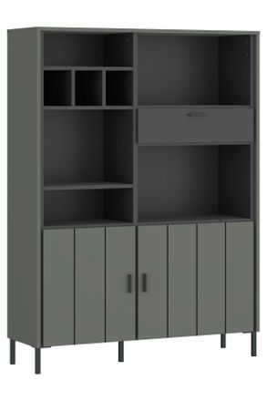 CARRYHOME Highboard Shirley, Anthrazit, Schlamm, Kunststoff, 3 F&auml;cher, 1 Schubladen, 112.1x156x40 cm, Beim&ouml;bel erh&auml;ltlich, stehend, Wohnzimmer, Kommoden & Sideb