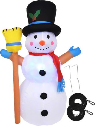 Generico Aufblasbarer Weihnachtsschneemann, wasserdicht, mit Erdspießen, Weihnachtsschneemann für den Außenbereich, für Terrasse, Garten, Hinterhof, Park, Balk