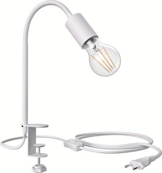 LEDs Com Klemmleuchte LELE mit Schwanenhals, weiß, inkl. E27 Lampe, Energieeffizienzklasse A (warmweiß, 4W, 848lm)