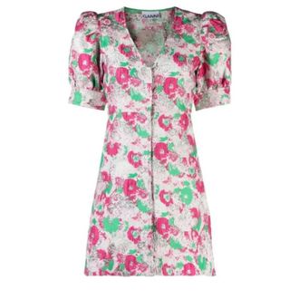 Ganni Spring Floral Button Down Mini Kleid - - Dresses - Damen - Mehrfarbig - XS