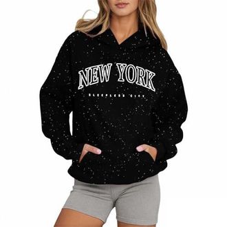 Generic New York Sweat à capuche pour femme tendance décontracté pour université sweatshirts Workou lettres graphiques sweatshirts confortables université coo