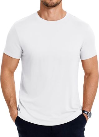 Coofandy Tshirt Herren Rundhals Sommer Basic Kurzarm Casual Einfarbig T-Shirt Weiß 3XL