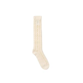 Valentino Garavani Homme, Sous-vêtements, Beige, Taille: S Chaussettes Hautes en Dentelle de Luxe