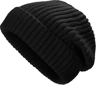 ZLYC Elasticité Bonnet dhiver Chaud Chapeau Beanie pour Femme(Noir uni),Taille Unique