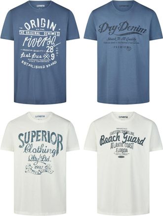 Riverso Tshirt Herren Baumwolle Regular Fit RIVLeon 4er Set Pack Rundhals Kurzarm Sommer Tee Shirt Print, Gr&ouml;&szlig;e:XXL, Farbe:Farbmix 3