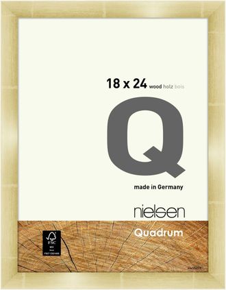 Nielsen Design Bilderrahmen, 18 x 24 cm, Holz, Gold, Fotorahmen zum Auftstellen und Aufhängen im Hoch- & Querformat, Echtglas, Quadrum