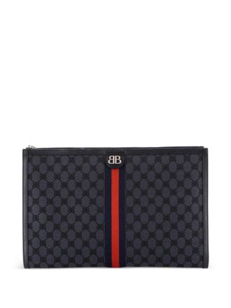 Balenciaga x Gucci The Hacker Project Laptop Pouch BB Canvas clutch bag - Schwarz