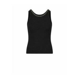 John Richmond &Auml;rmelloses Top mit Schmuckbesatz am Ausschnitt - - Tops - Damen - Schwarzk - XS