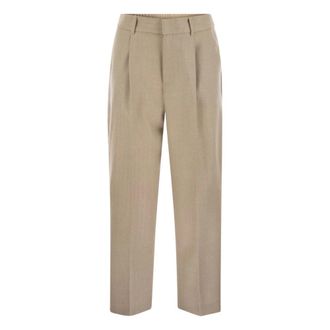 Pantaloni Torino Femme, Pantalons, Beige, Taille: 40 FR Pantalon en Flanelle de Laine et Cachemire