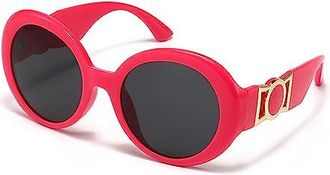 Generic Lunettes de soleil rondes pour femme - Style vintage - UV400, Rouge/gris, Taille unique