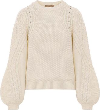 Twinset Rundhalspullover - Wei&szlig;