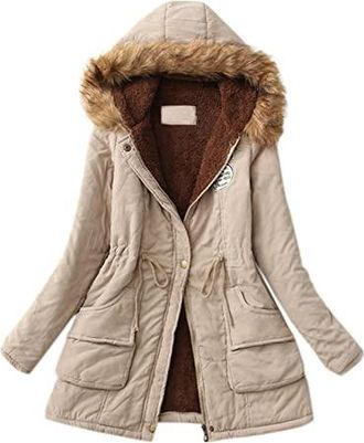 Generic Manteau dhiver pour femme avec capuche en fausse fourrure - Parka doubl&eacute;e en polaire - Coupe-vent - Veste matelass&eacute;e mi-longue chaude et &eacute;paisse &agrave; cap