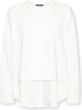 Elena Miro Femme, Sweatshirts et sweats &agrave; capuche, Blanc, Taille: 42 FR SweaT-shirt Effet Superposition