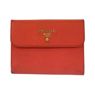 Prada Pre-owned Leder Kompakt Portemonnaie - - Pre-owned - Damen - Orange - ONE SIZE