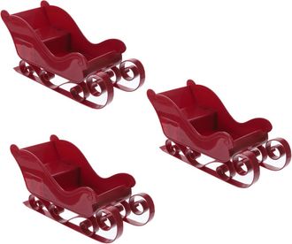 Valiclud 3 St&uuml;ck Weihnachtsschlitten Ornament Miniatur Tisch Schlitten Dekoration aus Kunststoff Rote Weihnachtsbaum H&auml;nger f&uuml;r Festtagsdeko und Party