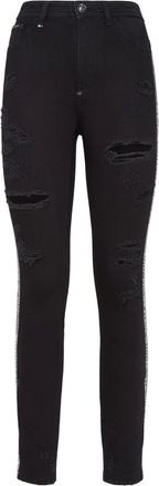 Philipp Plein Femme, Jeans, Noir, Taille: W25 Miss Jegging Ray&eacute; Taille Haute
