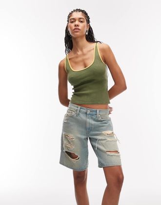 Levi's Middy - Bermuda en jean d&eacute;chir&eacute; - Bleu clair